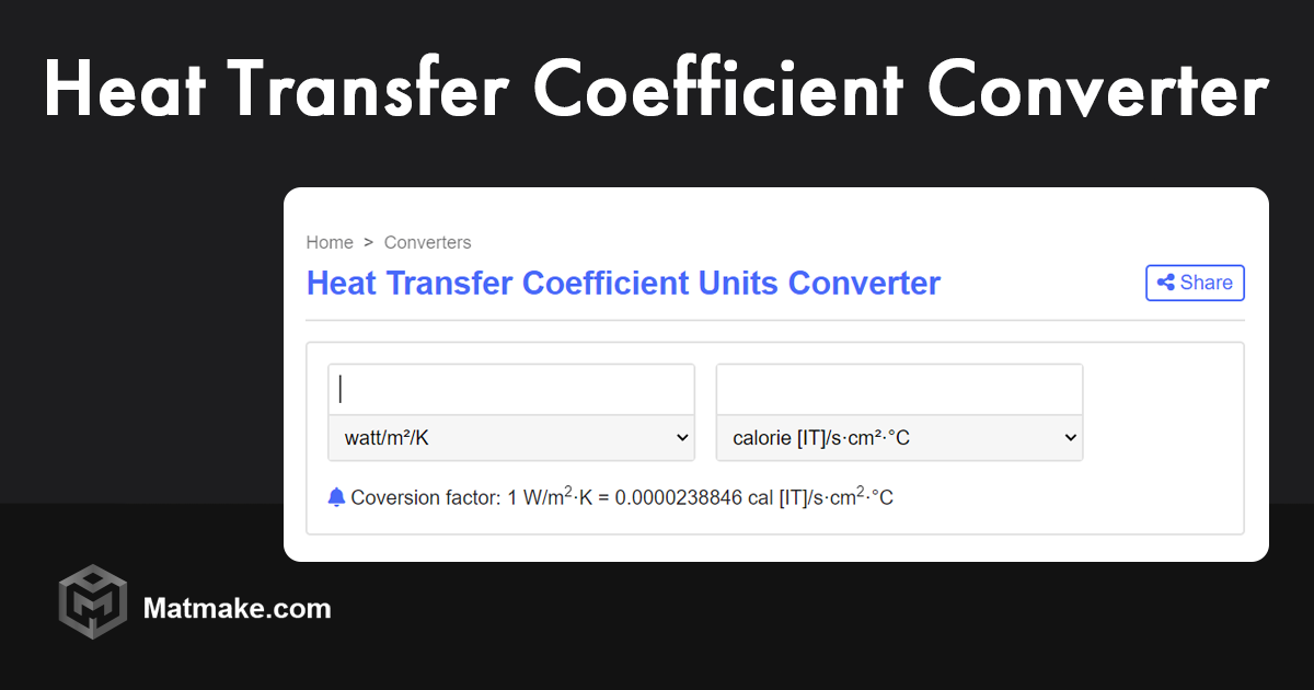 Heat Transfer Coefficient Converter - Matmake