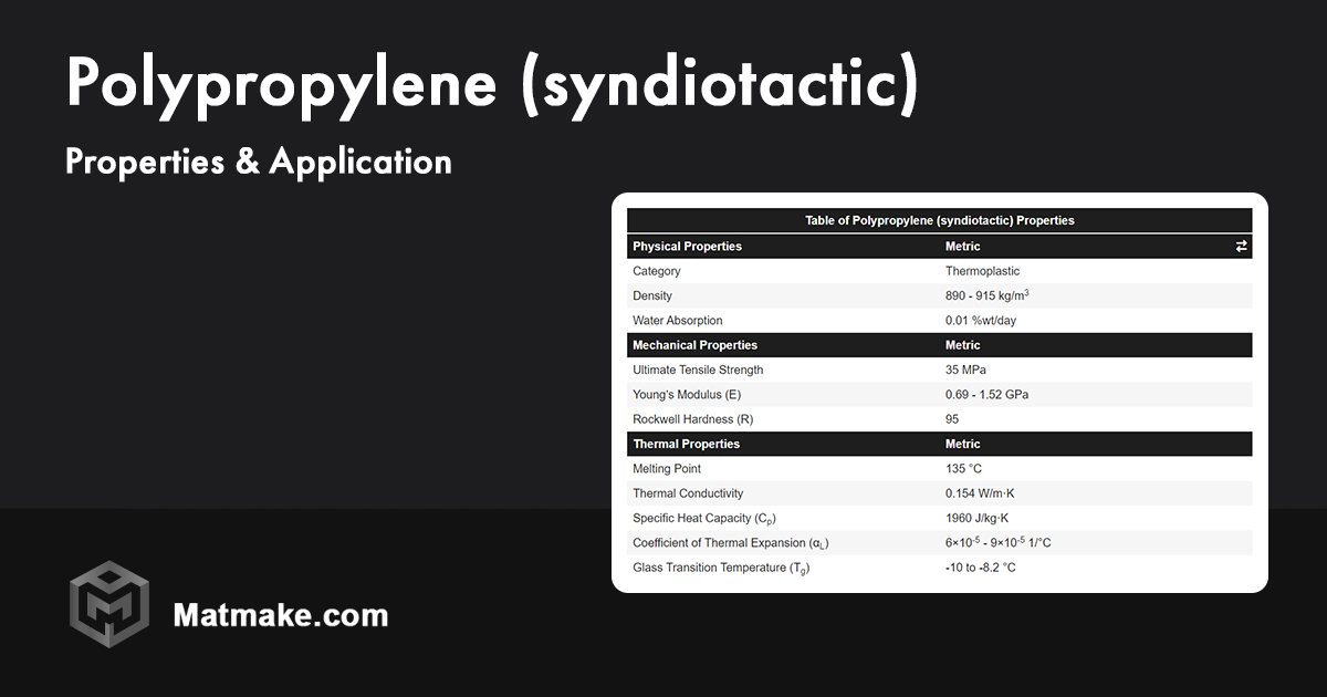 Polypropylene (syndiotactic) - Properties